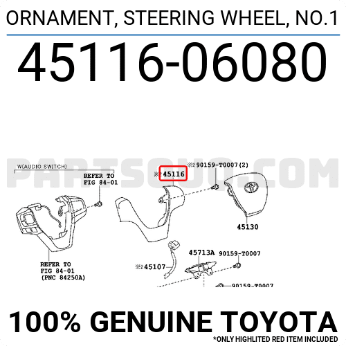 ORNAMENT, STEERING WHEEL, NO.1 4511606080 | Toyota Parts | PartSouq