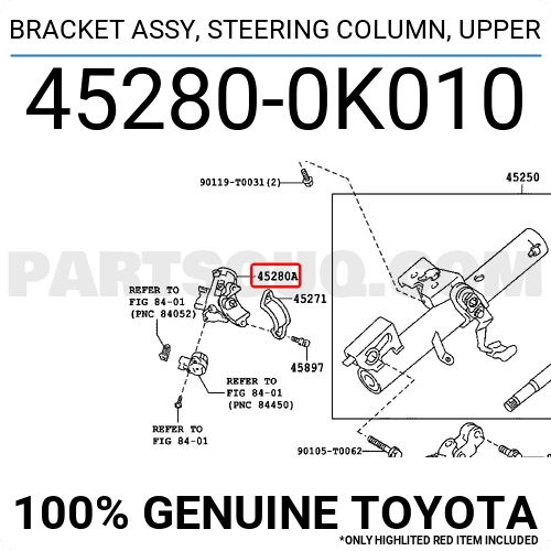 BRACKET ASSY, STEERING COLUMN, UPPER 452800K010 | Toyota Parts | PartSouq