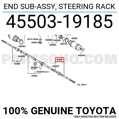 END SUB-ASSY, STEERING RACK 4550319185 | Toyota Parts | PartSouq