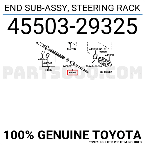 END SUB-ASSY, STEERING RACK 4550329325 | Toyota Parts | PartSouq