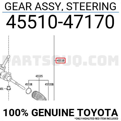 GEAR ASSY, STEERING 4551047170 | Toyota Parts | PartSouq