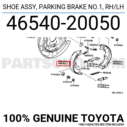 SHOE ASSY, PARKING BRAKE NO.1, RH/LH 4654020050 | Toyota Parts | PartSouq