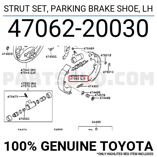 STRUT SET, PARKING BRAKE SHOE, LH 4706220030 | Toyota Parts | PartSouq