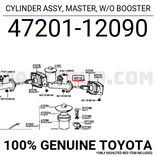 CYLINDER ASSY, MASTER, W/O BOOSTER 4720112090 | Toyota Parts | PartSouq