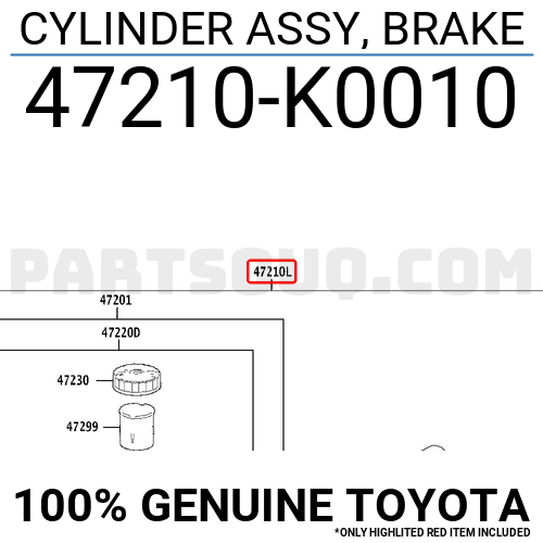 CYLINDER ASSY, BRAKE 47210K0010 | Toyota Parts | PartSouq