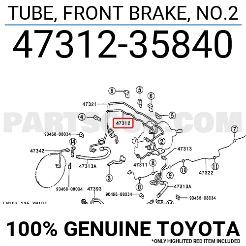 TUBE, FRONT BRAKE, NO.2 4731235840 | Toyota Parts | PartSouq