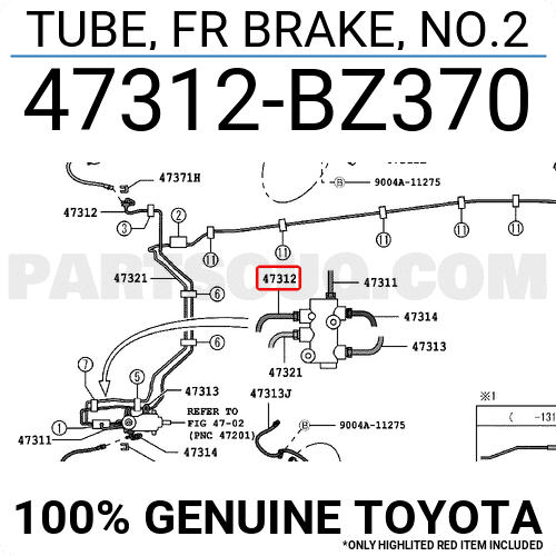 TUBE, FR BRAKE, NO.2 47312BZ370 | Toyota Parts | PartSouq
