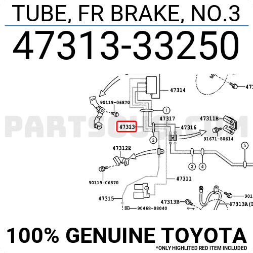 TUBE, FR BRAKE, NO.3 4731333250 | Toyota Parts | PartSouq
