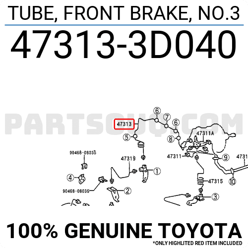 TUBE, FRONT BRAKE, NO.3 473133D040 | Toyota Parts | PartSouq