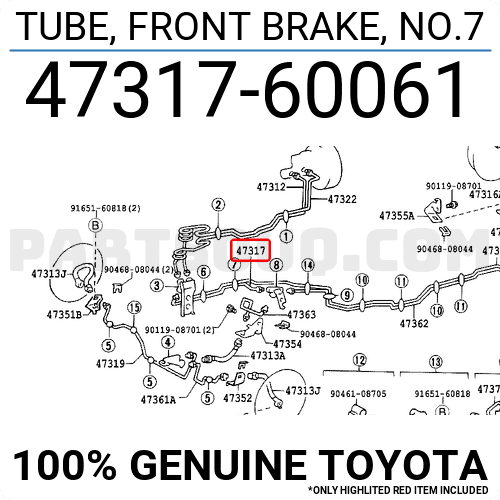 TUBE, FRONT BRAKE, NO.7 4731760061 | Toyota Parts | PartSouq