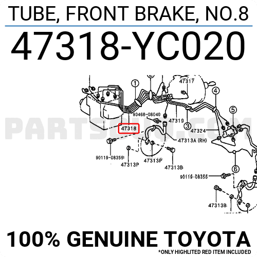 TUBE, FRONT BRAKE, NO.8 47318YC020 | Toyota Parts | PartSouq