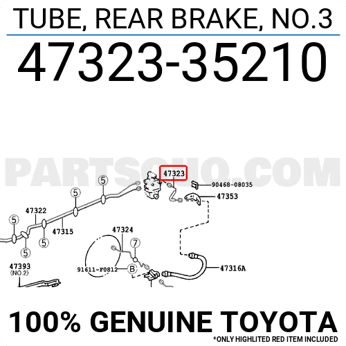 TUBE, REAR BRAKE, NO.3 4732335210 | Toyota Parts | PartSouq