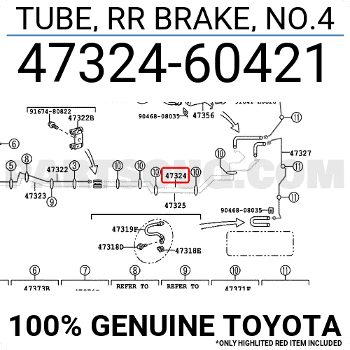 TUBE, RR BRAKE, NO.4 4732460421 | Toyota Parts | PartSouq