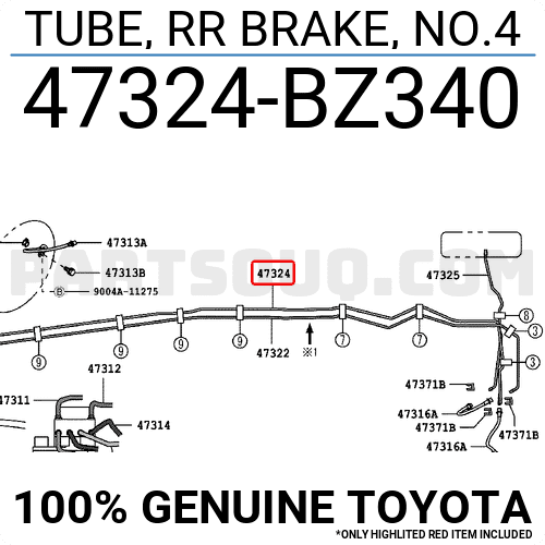 TUBE, RR BRAKE, NO.4 47324BZ340 | Toyota Parts | PartSouq