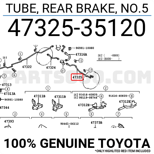 TUBE, REAR BRAKE, NO.5 4732535120 | Toyota Parts | PartSouq