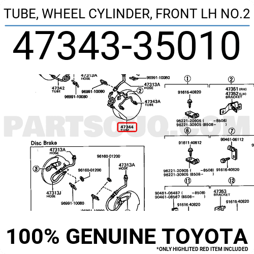 TUBE, WHEEL CYLINDER, FRONT LH NO.2 4734335010 | Toyota Parts | PartSouq