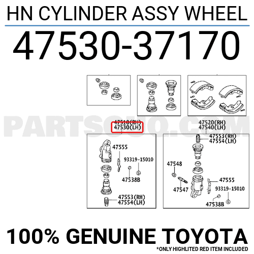 HN CYLINDER ASSY WHEEL 4753037170 | Toyota Parts | PartSouq