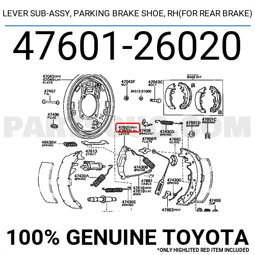 LEVER SUB-ASSY, PARKING BRAKE SHOE, RH(FOR REAR BRAKE) 4760126020 ...