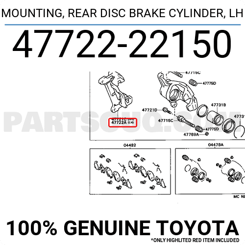 MOUNTING, REAR DISC BRAKE CYLINDER, LH 4772222150 | Toyota Parts | PartSouq
