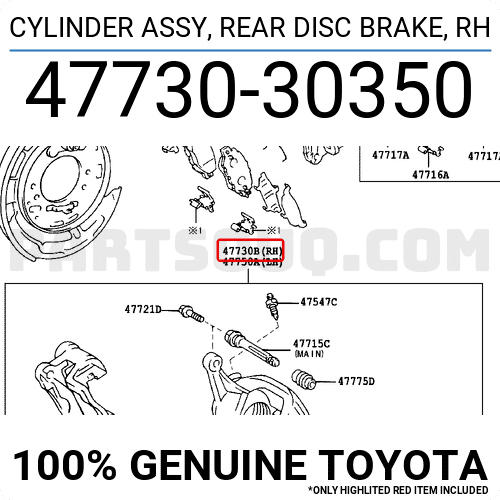CYLINDER ASSY, REAR DISC BRAKE, RH 4773030350 | Toyota Parts | PartSouq