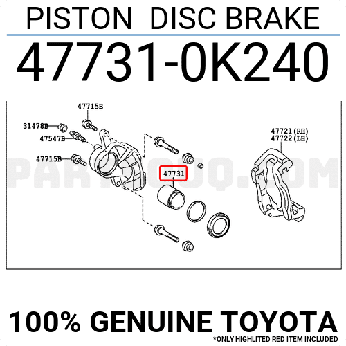PISTON DISC BRAKE 477310K240 | Toyota Parts | PartSouq