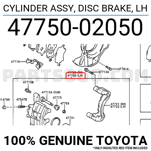 CYLINDER ASSY, DISC BRAKE, LH 4775002050 | Toyota Parts | PartSouq