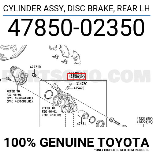CYLINDER ASSY, DISC BRAKE, REAR LH 4785002350 | Toyota Parts | PartSouq