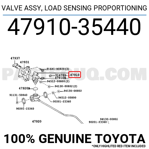 VALVE ASSY, LOAD SENSING PROPORTIONING 4791035440 | Toyota Parts | PartSouq