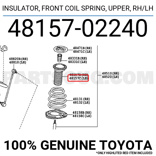 INSULATOR, FRONT COIL SPRING, UPPER, RH/LH 4815702240 | Toyota Parts ...