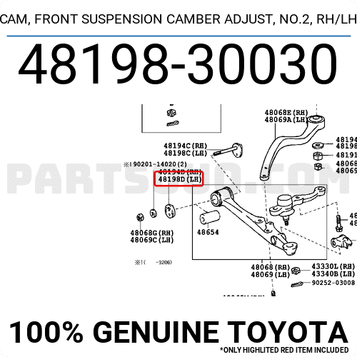 CAM, FRONT SUSPENSION CAMBER ADJUST, NO.2, RH/LH 4819830030 | Toyota ...