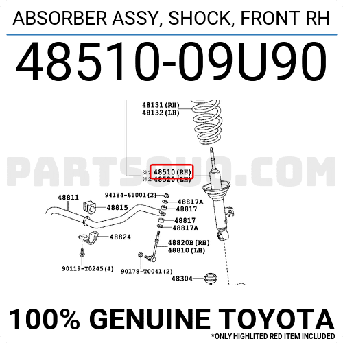 ABSORBER ASSY, SHOCK, FRONT RH 4851009U90 | Toyota Parts | PartSouq