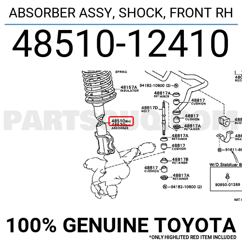 Absorber Assy Shock Front Rh 4851012410 Toyota Parts Partsouq
