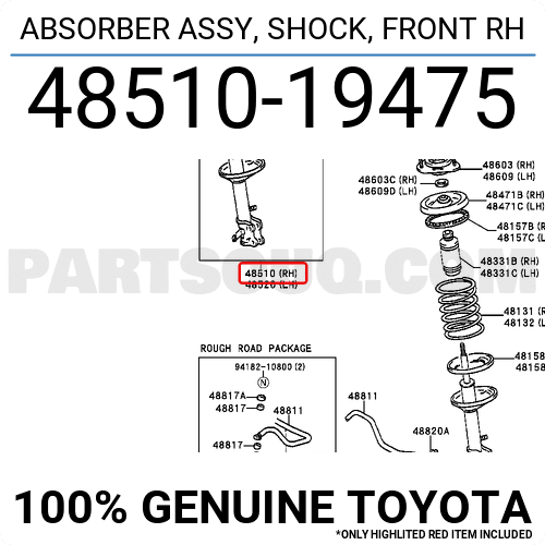 ABSORBER ASSY, SHOCK, FRONT RH 4851019475 | Toyota Parts | PartSouq