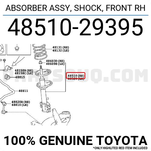 ABSORBER ASSY, SHOCK, FRONT RH 4851029395 | Toyota Parts | PartSouq
