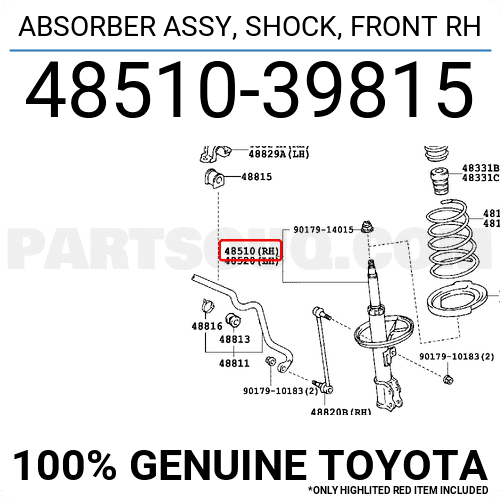 ABSORBER ASSY, SHOCK, FRONT RH 4851039815 | Toyota Parts | PartSouq