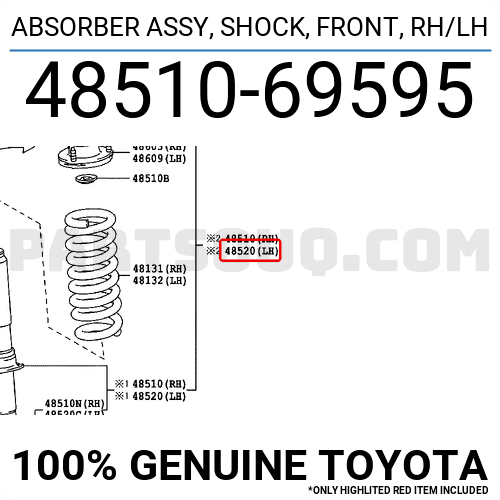 ABSORBER ASSY, SHOCK, FRONT, RH/LH 4851069595 | Toyota Parts | PartSouq