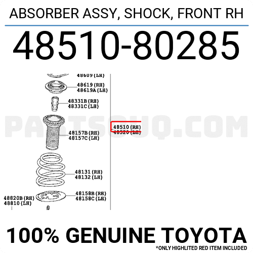 ABSORBER ASSY, SHOCK, FRONT RH 4851080285 | Toyota Parts | PartSouq