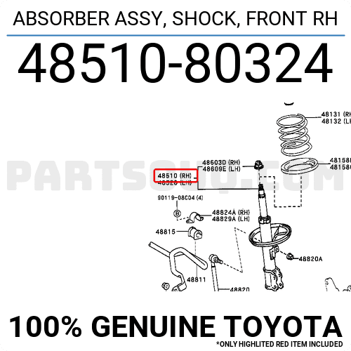 ABSORBER ASSY, SHOCK, FRONT RH 4851080324 | Toyota Parts | PartSouq