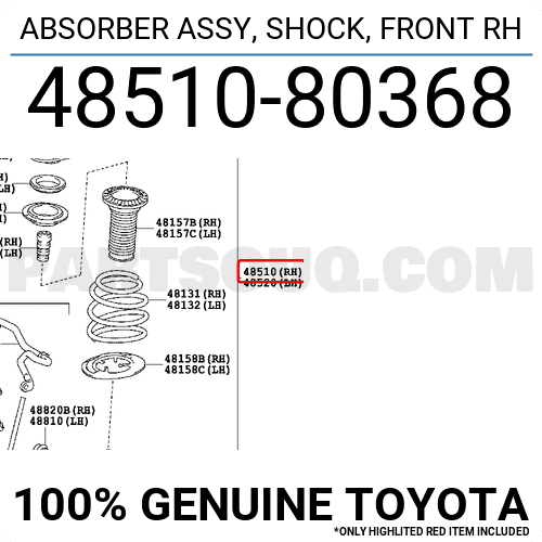 ABSORBER ASSY, SHOCK, FRONT RH 4851080368 | Toyota Parts | PartSouq