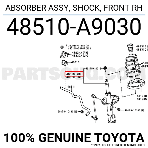 ABSORBER ASSY, SHOCK, FRONT RH 48510A9030 | Toyota Parts | PartSouq