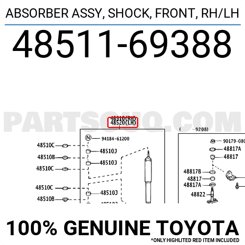 ABSORBER ASSY, SHOCK, FRONT, RH/LH 4851169388 | Toyota Parts | PartSouq
