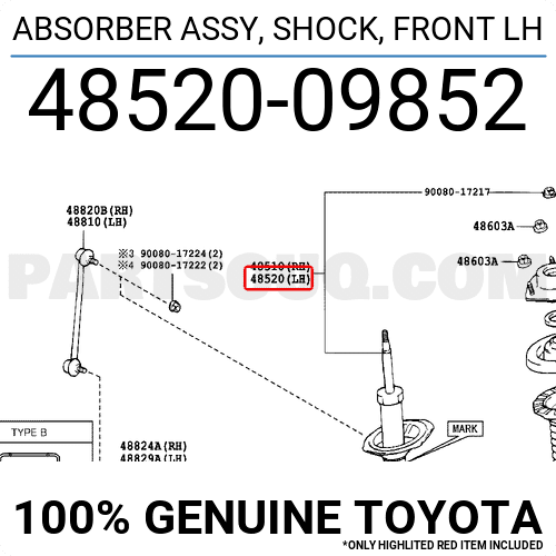 ABSORBER ASSY, SHOCK, FRONT LH 4852009852 | Toyota Parts | PartSouq