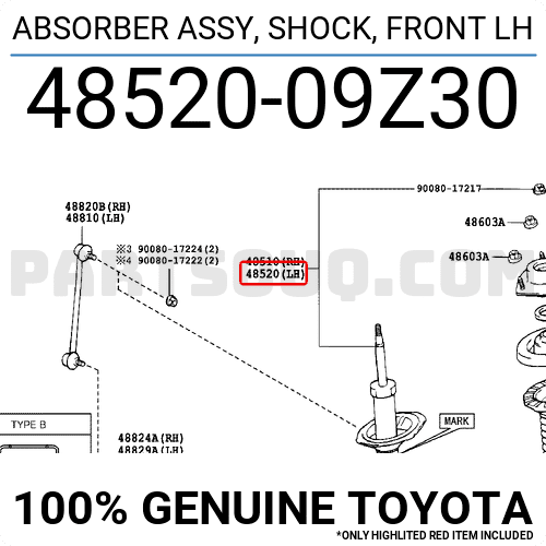 ABSORBER ASSY, SHOCK, FRONT LH 4852009Z30 | Toyota Parts | PartSouq