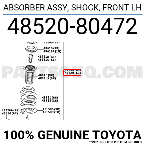 ABSORBER ASSY, SHOCK, FRONT LH 4852080472 | Toyota Parts | PartSouq
