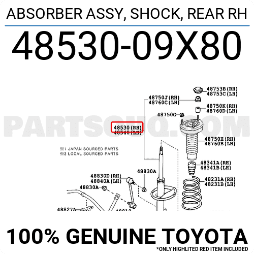ABSORBER ASSY, SHOCK, REAR RH 4853009X80 | Toyota Parts | PartSouq