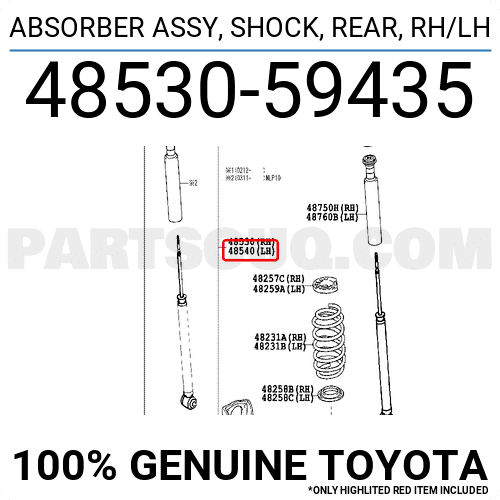 ABSORBER ASSY, SHOCK, REAR, RH/LH 4853059435 | Toyota Parts | PartSouq