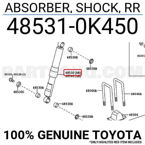 ABSORBER, SHOCK, RR 485310K450 | Toyota Parts | PartSouq