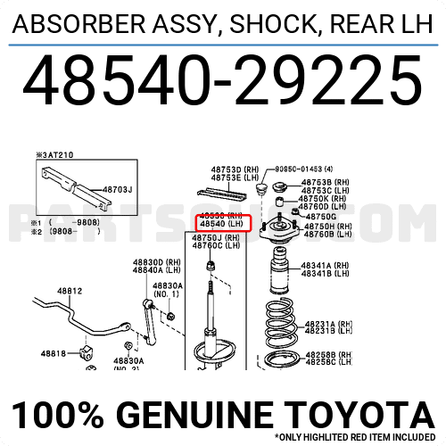 ABSORBER ASSY, SHOCK, REAR LH 4854029225 | Toyota Parts | PartSouq
