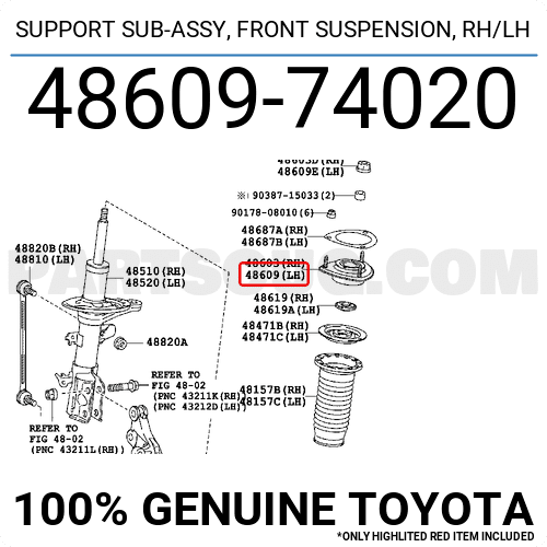 SUPPORT SUB-ASSY, FRONT SUSPENSION, RH/LH 4860974020 | Toyota Parts ...