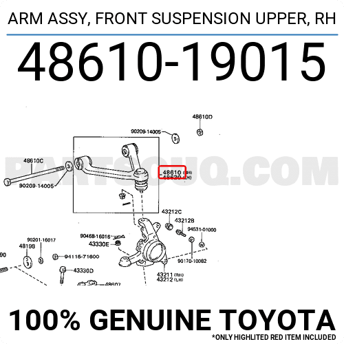 ARM ASSY, FRONT SUSPENSION UPPER, RH 4861019015 | Toyota Parts | PartSouq